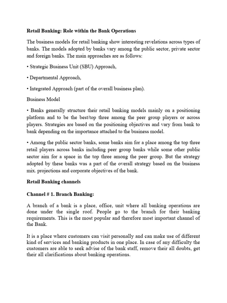 Retail Banking Channels | PDF | Automated Teller Machine | Interactive ...