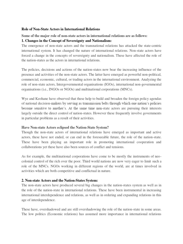 Non state actors | PDF | Globalization | Political Science