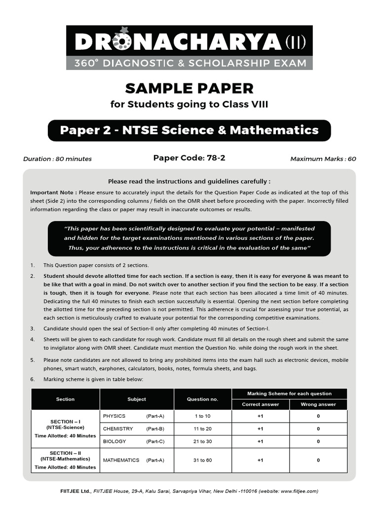 Dronacharya-Ii-2024-Sample Paper-Class-Viii-P2-Ntse-S&m | PDF | Triangle | Respiratory System