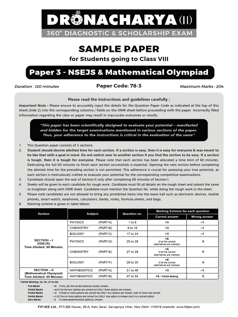 Dronacharya-Ii-2024-Sample Paper-Class-Viii-P3-Nsejs & Mo | PDF | Triangle