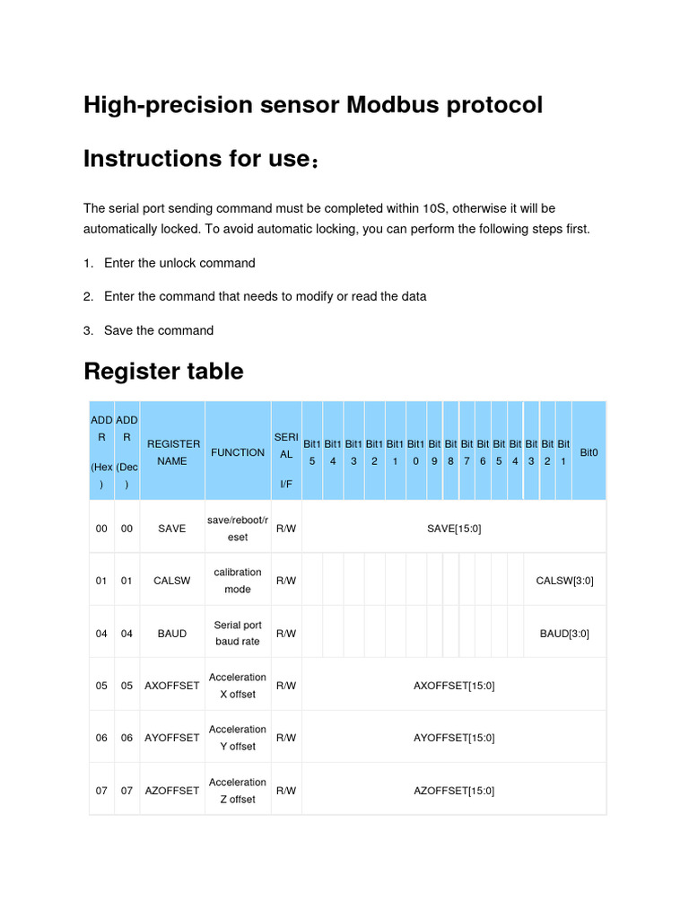 High-Precision Sensor Modbus Protocol | PDF | Computer Engineering | Computing