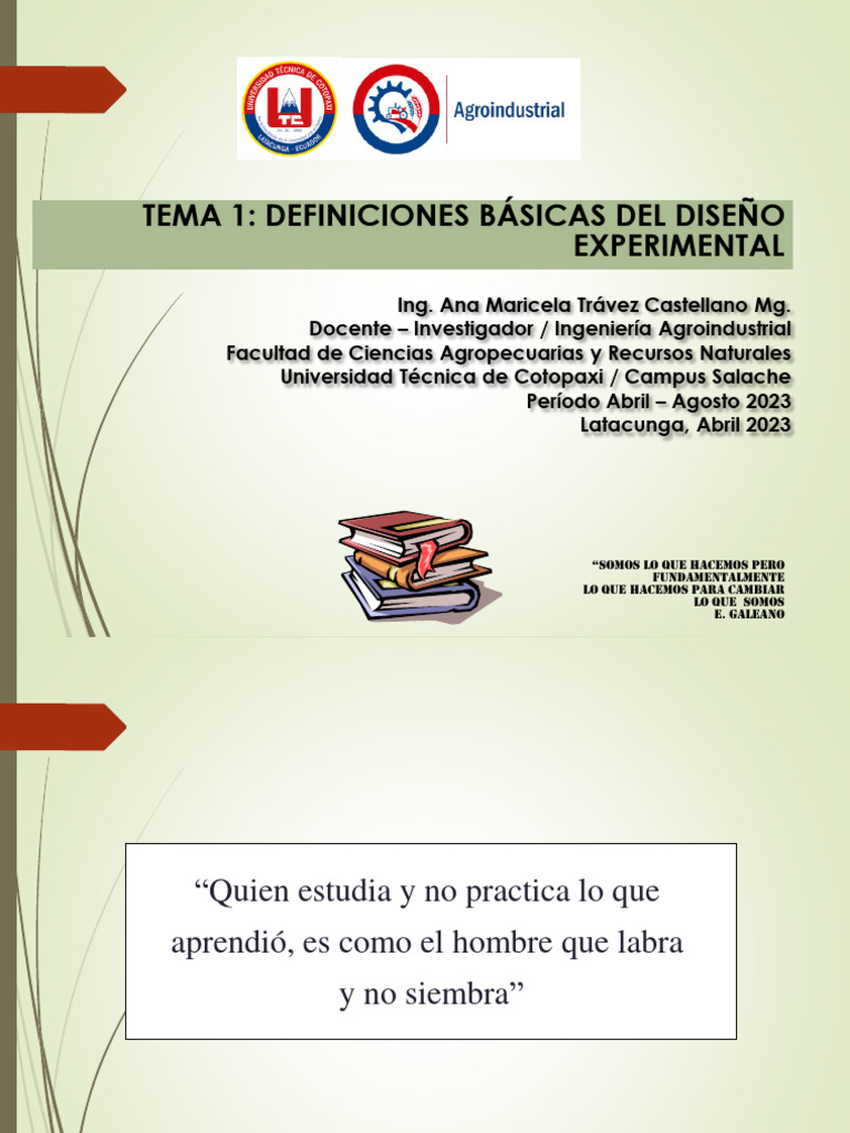 Clase 1. Definiciones Basicas Del Diseno Experimental | PDF | Experimentar | Análisis de variación