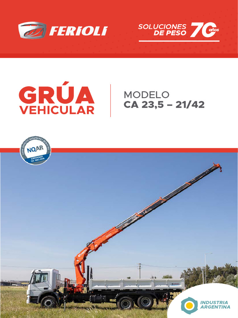 Especificaciones Grúa CA 23,5 – 21/42 | PDF | Camión | Acero