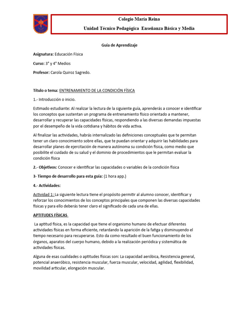 Guía de Entrenamiento Físico | PDF | Resistencia | Flexibilidad (anatomía)