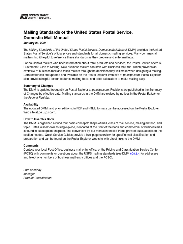 USPS Domestic Mail Manual Overview | PDF | United States Postal Service ...