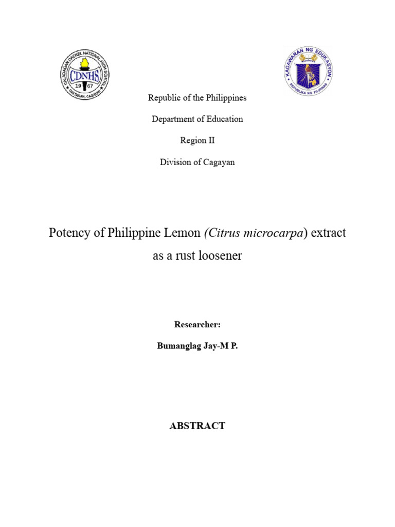 Calamansi Extract as Rust Remover | PDF | Rust | Acid