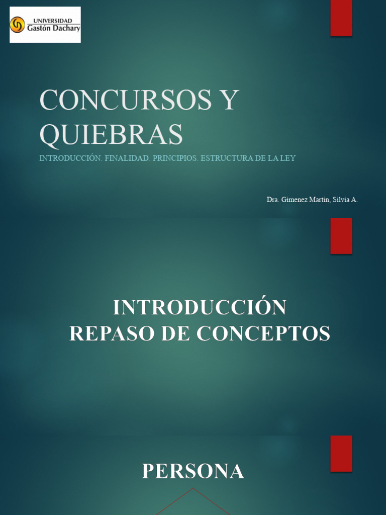 Introducción. Finalidad. Principios. Estructura de La Ley CYQ | PDF | Bancarrota | Bienes (Ley)