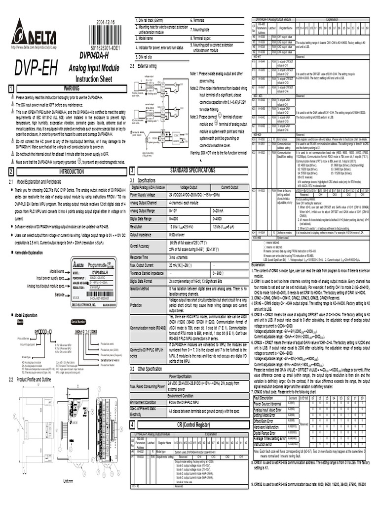 Dvp04da H | Download Free PDF | Bit Rate | Electronic Circuits