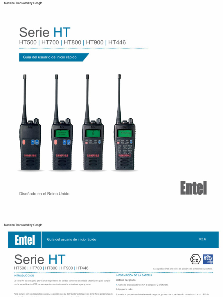 Entel HT883 Manual ES | PDF | Cargador de batería | Diodo emisor de luz