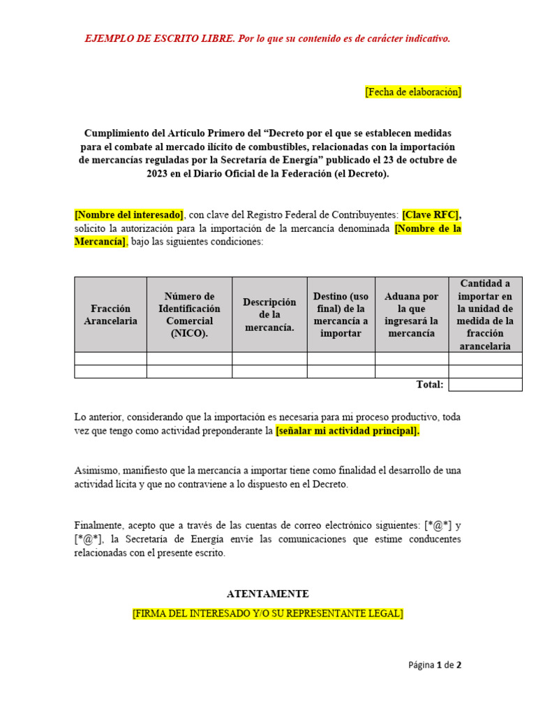 02 Ejemplo de Escrito Libre | PDF