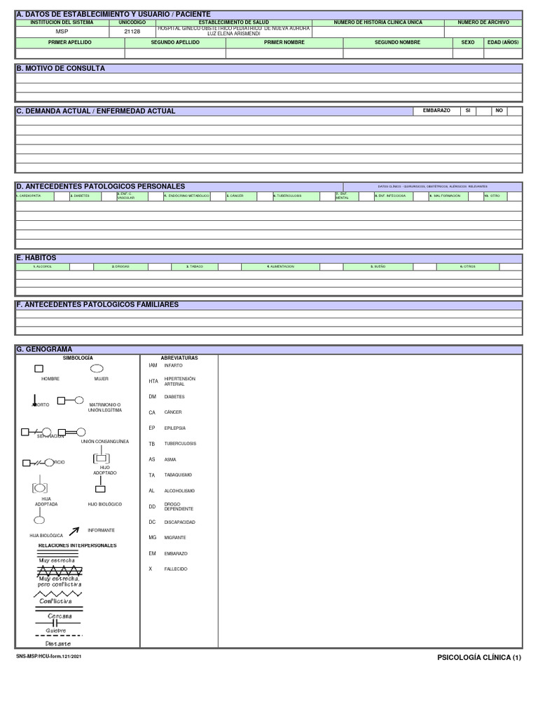 30.-Formulario 121 Psicologia Clinica 2021 Ecuador | Descargar gratis ...