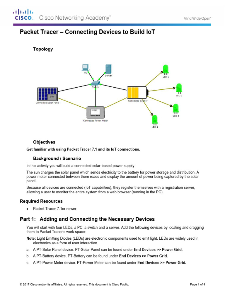 Lab1 - 1.2.2.5 Packet Tracer - Connecting Devices To Build IoT | PDF | Ip Address | Internet Of ...