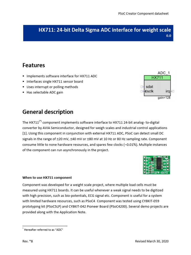 Features: HX711: 24-Bit Delta Sigma ADC Interface For Weight Scale | PDF | Analog To Digital ...