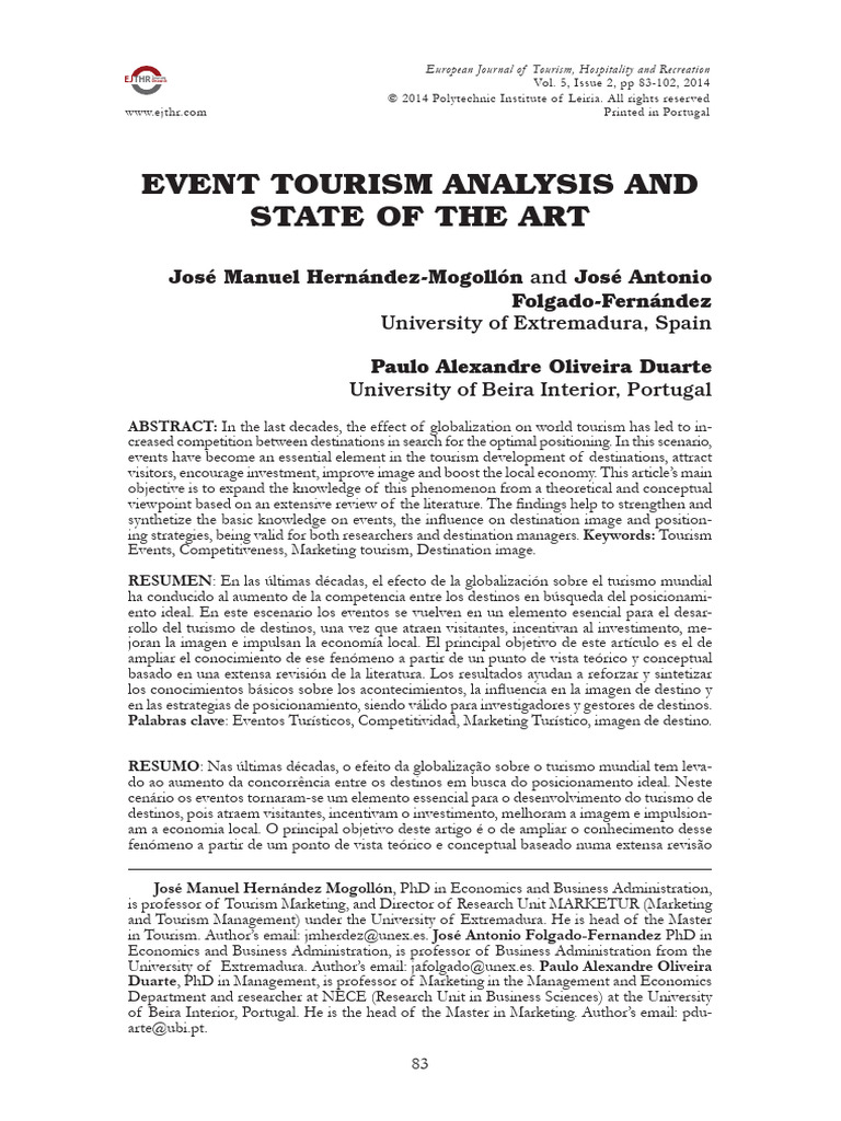 Event Tourism Analysis and State of The | PDF