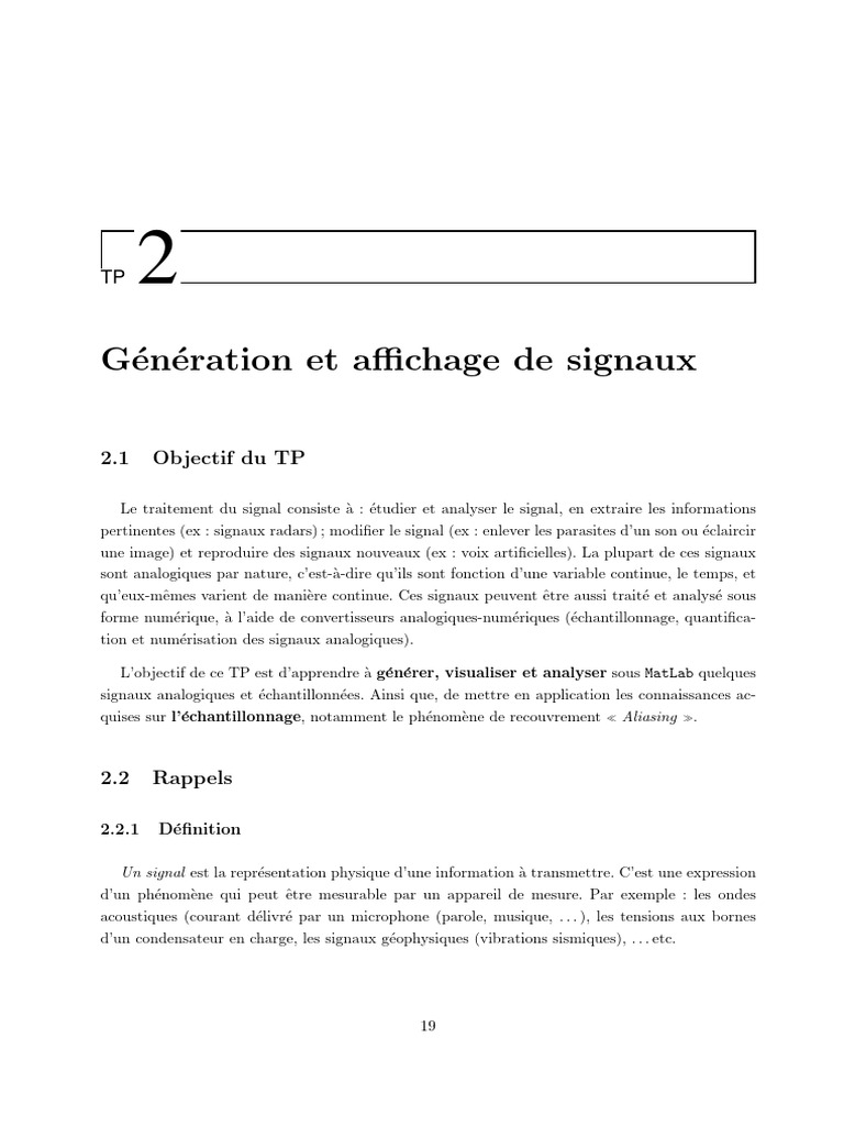 Génération de Signaux Analogiques TP2 | PDF | Échantillonnage (signal ...
