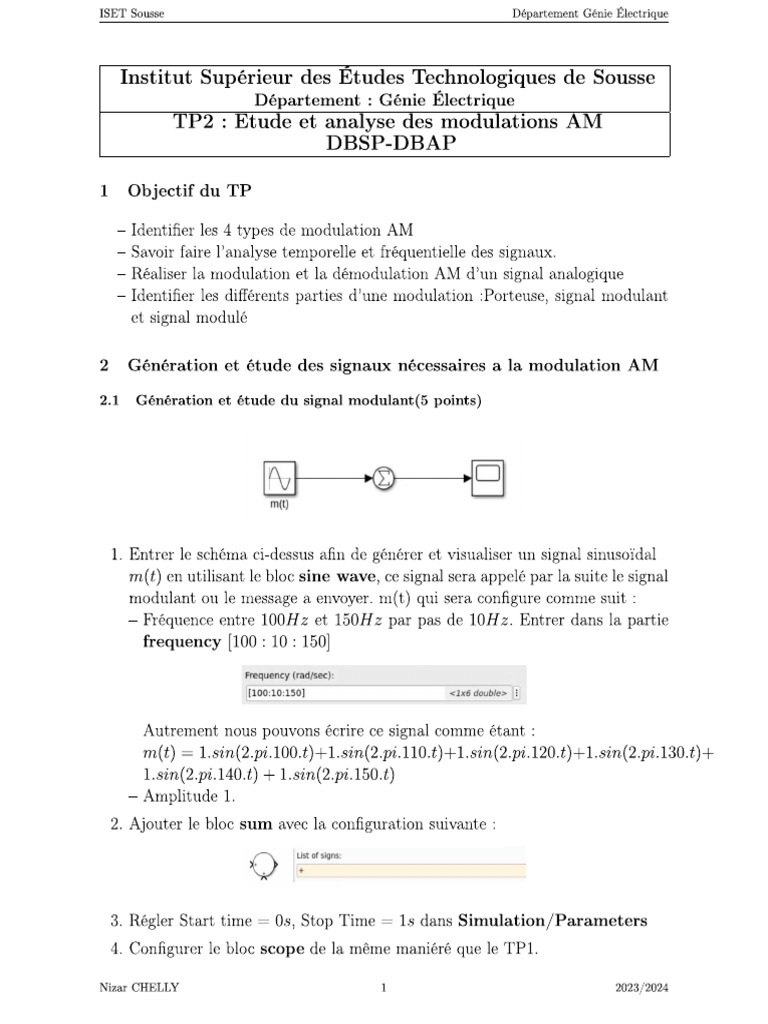 TP2 Modulation Amplitude DBSP Et DBAP | PDF