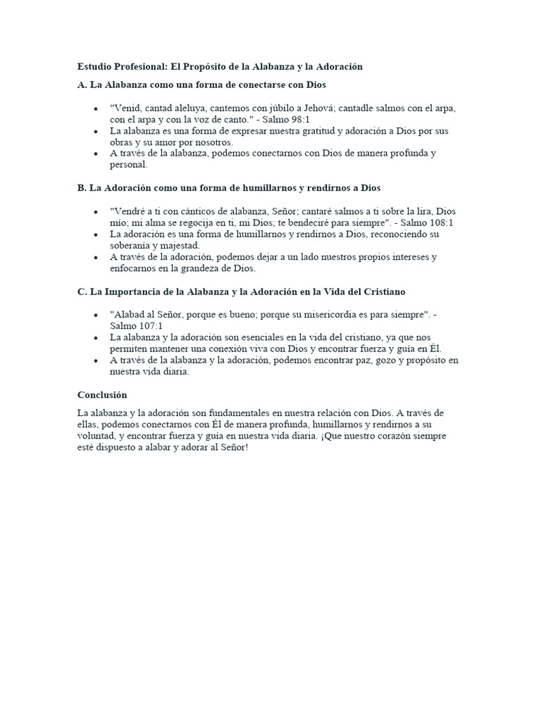 Propósito de Alabanza y Adoración | PDF