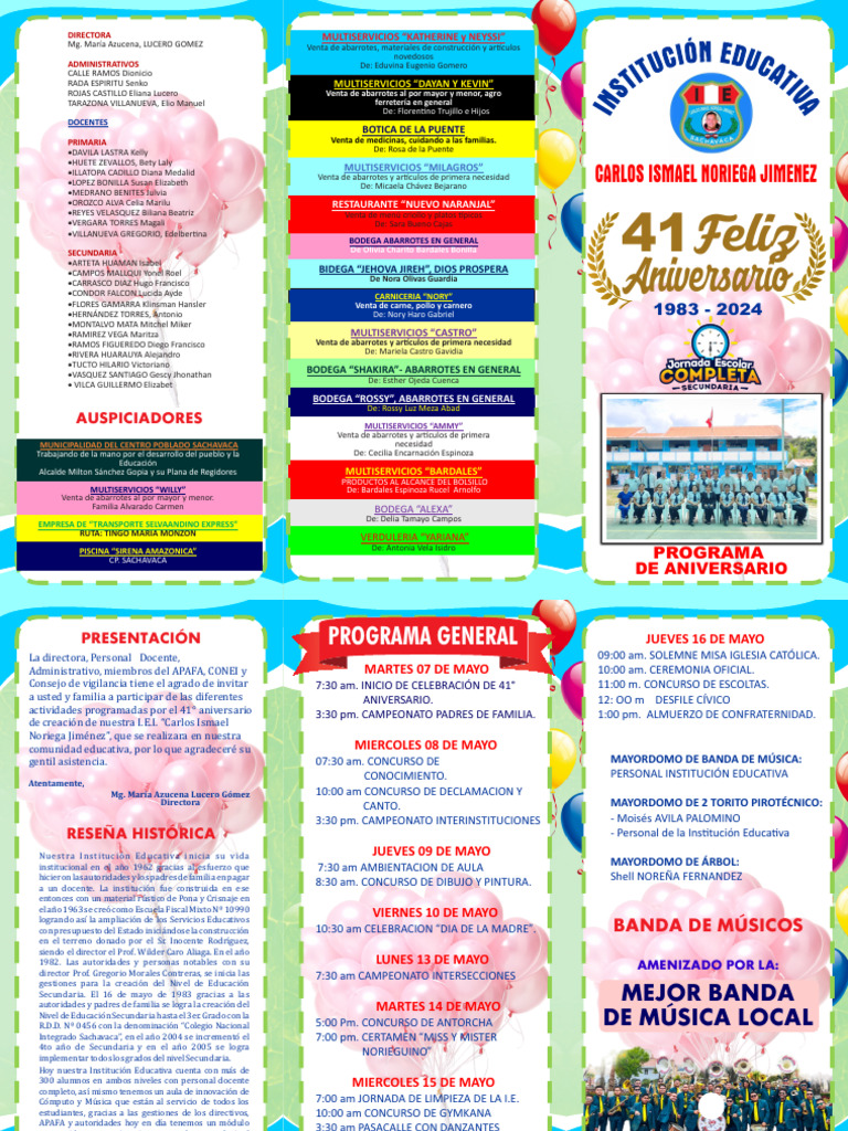 Triptico Ie Carlos Noriega Sachavaca | PDF