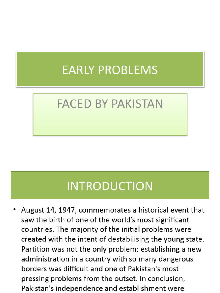 Early Problems | Download Free PDF | Pakistan | Partition Of India