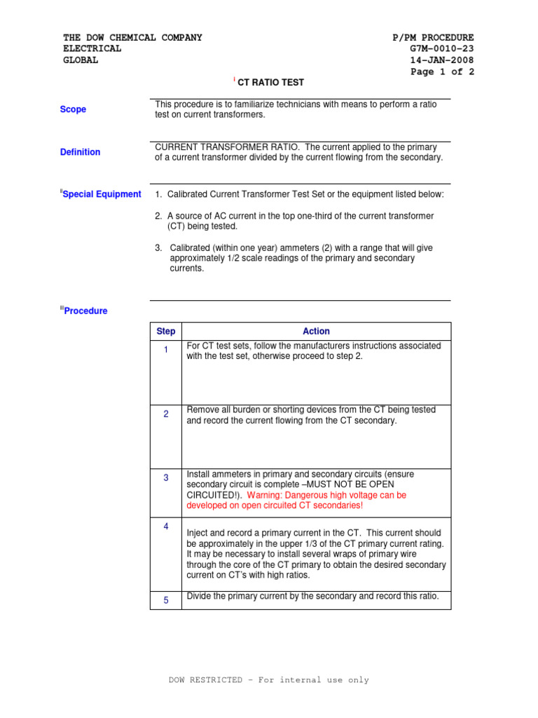 G7M-0010-23 - CT Ratio Test | PDF | Transformer | Electrical Equipment