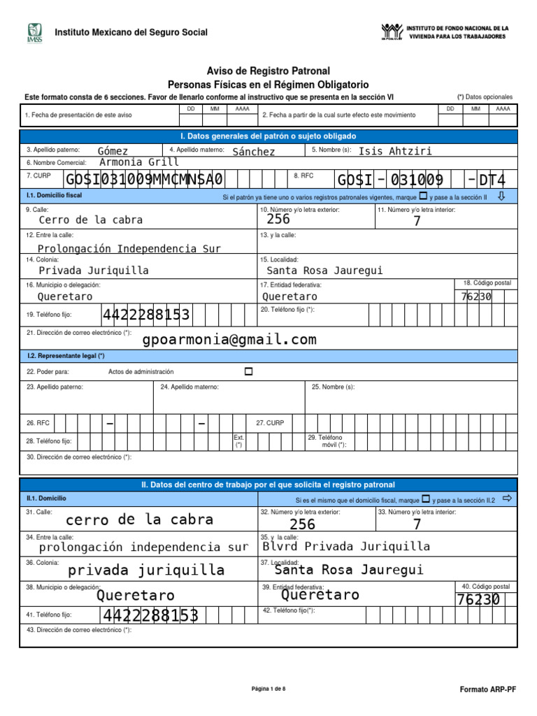 Aviso De Registro Patronal Imss Pdf Documento De Identidad México