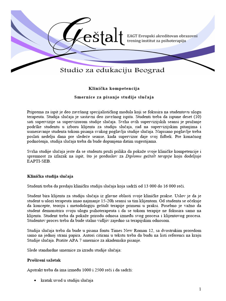 Studija Slučaja - Smernice | PDF