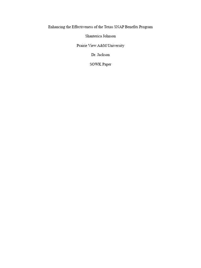 Texas SNAP Program Analysis | PDF | Supplemental Nutrition Assistance ...