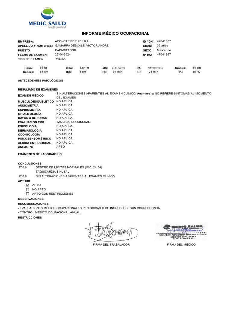 Informe Medico | PDF