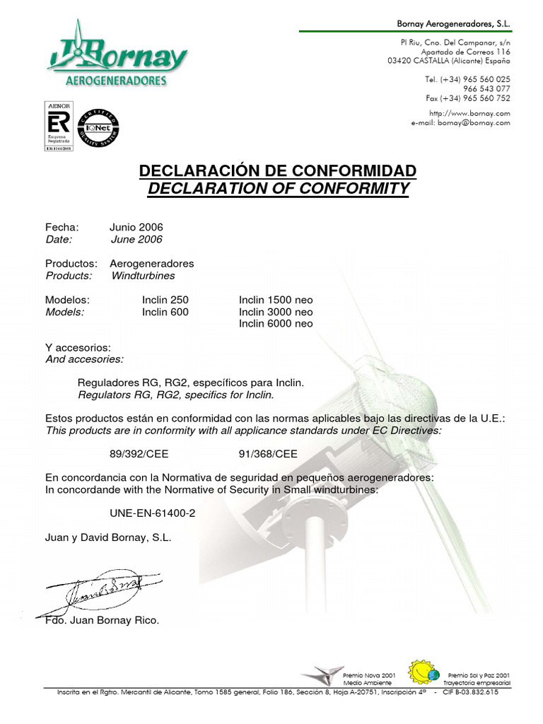 Declaracion de Conformidad | PDF