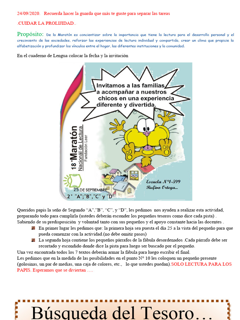 Maratón de Lectura: Búsqueda del Tesoro | PDF | Hogar, jardinería y ...