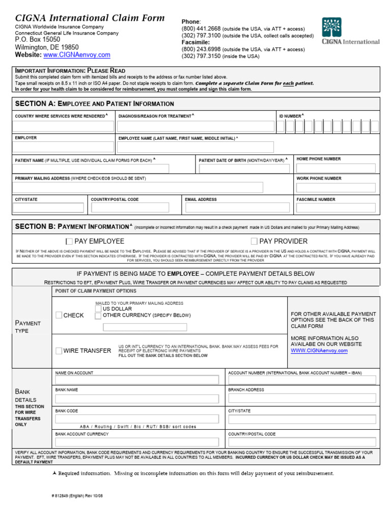 Cigna International Claim Guide | PDF | Wire Transfer | Cheque