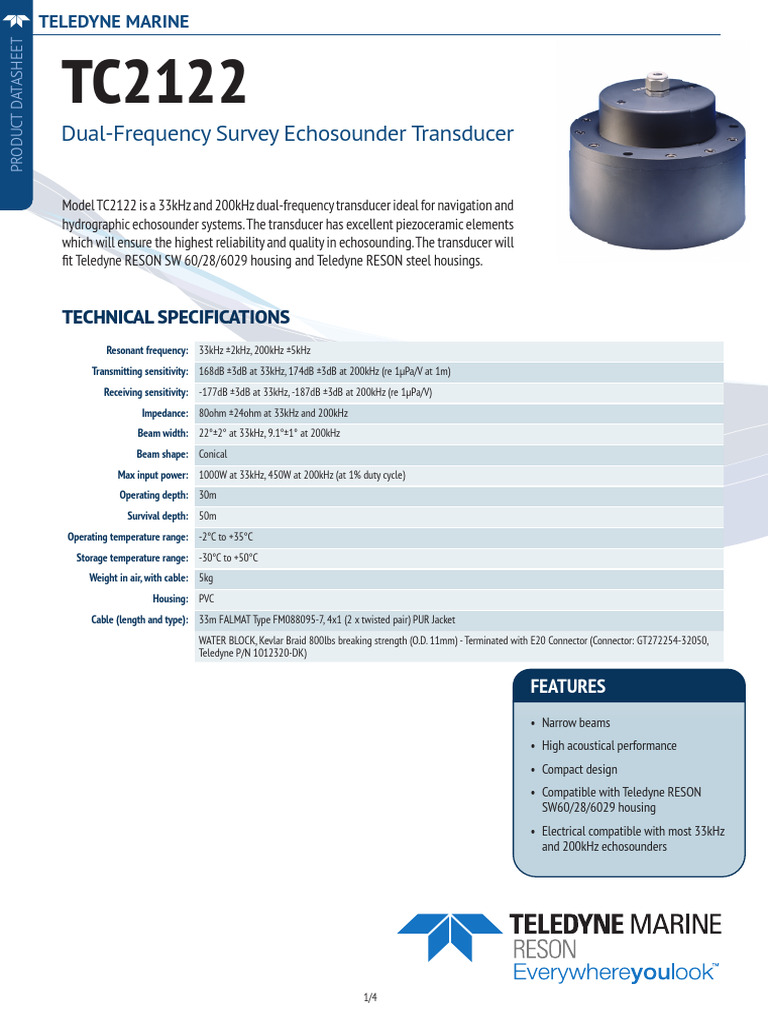 RESON TC2122 Product Leaflet | PDF | Electrical Engineering | Electronics