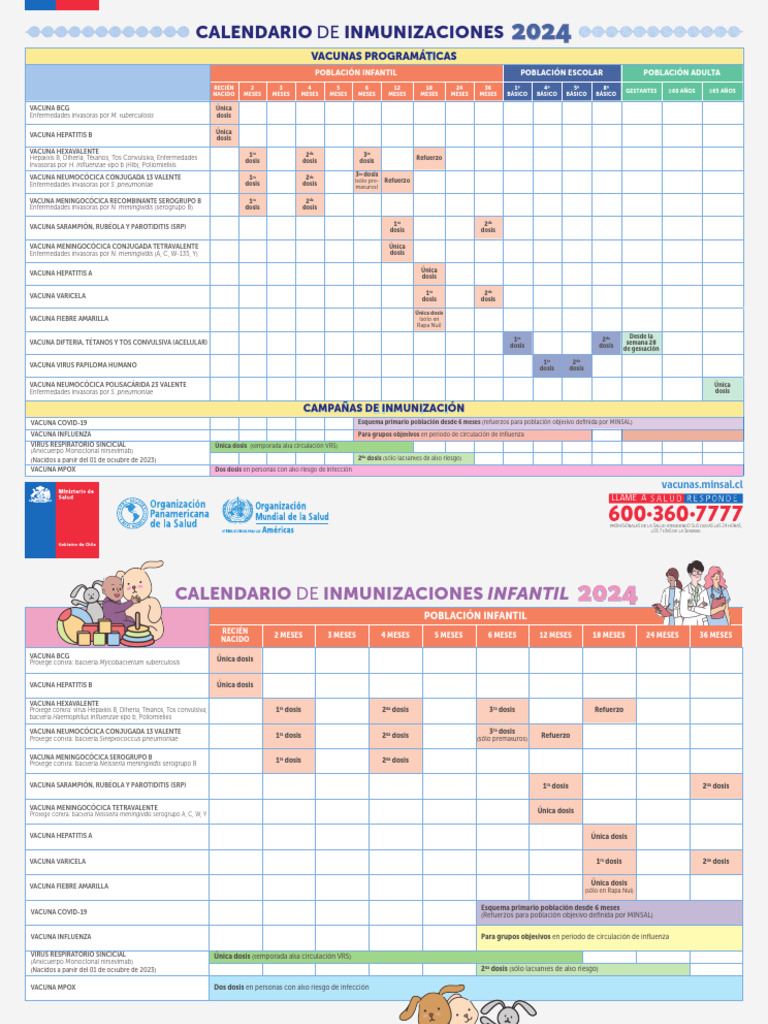 Calendario PNI 2024 | PDF | Vacunas | Especialidades Medicas