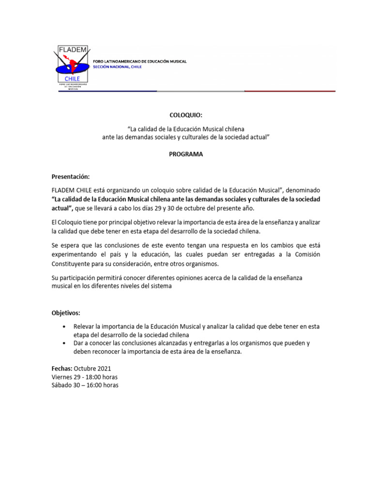 Programa - Coloquio | PDF | Chile