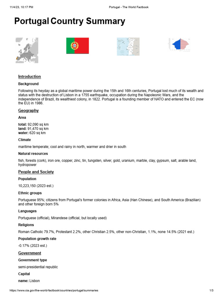 Portugal - The World Factbook | PDF | Portugal | Economies