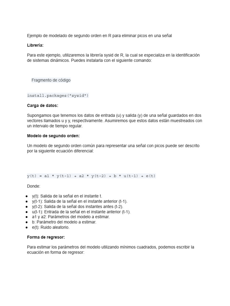 Ejemplo en Lenguaje R Con Librería Sysid... | PDF | Matemáticas Aplicadas