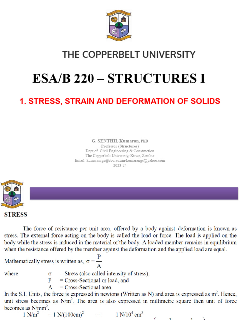1 Stress, Strain and Deformation of Solids | PDF | Deformation (Engineering) | Yield (Engineering)