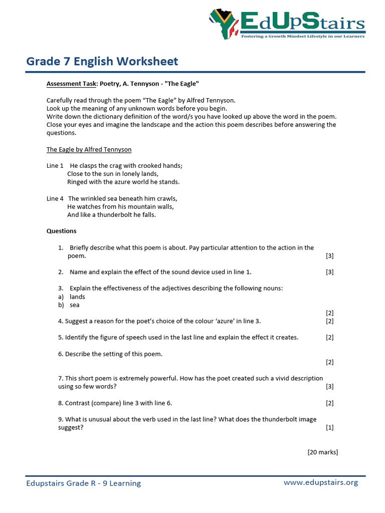 Poetry A Tennyson The Eagle | PDF | Poetry | Eagle