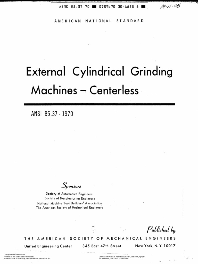 Asme B5.37-1970 | Download Free PDF | Grinding (Abrasive Cutting) | Drill