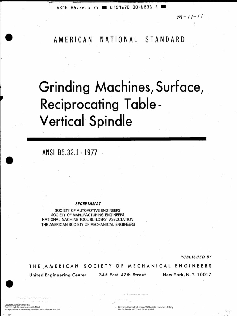 Asme B5.32.1-1977 | PDF | Grinding (Abrasive Cutting) | Tools