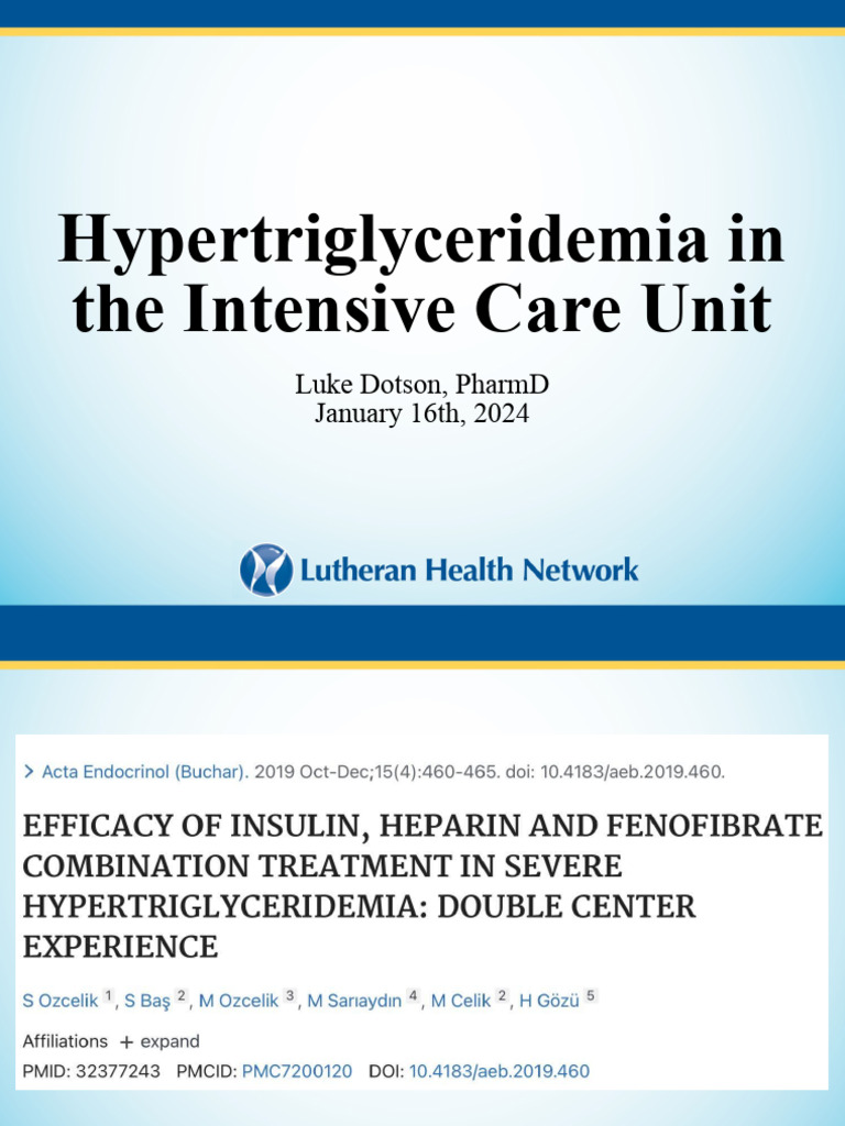 Hypertriglyceridemia Icu | PDF | Lipoprotein | Cholesterol