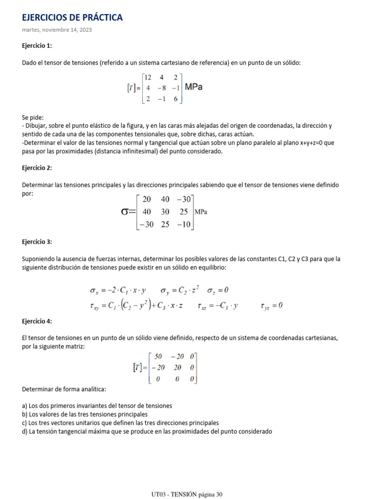 ejercicios propuestos para examen | PDF