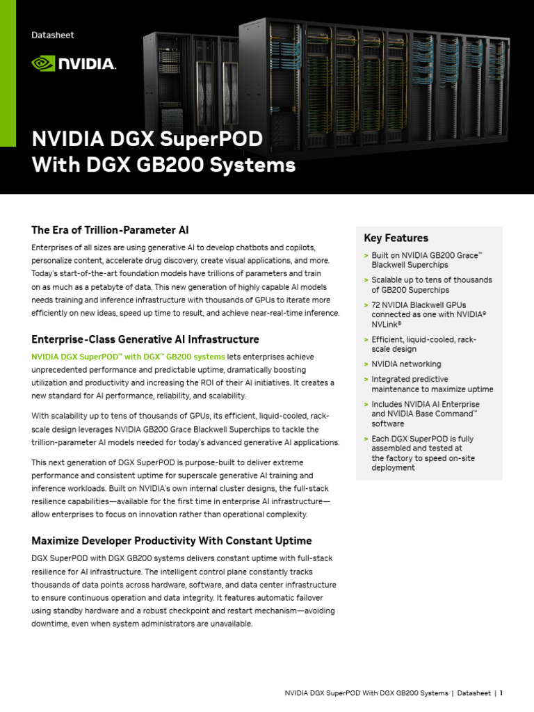NVIDIA DGX SuperPOD With DGX GB200 Systems | PDF | Computer Engineering | Computer Science