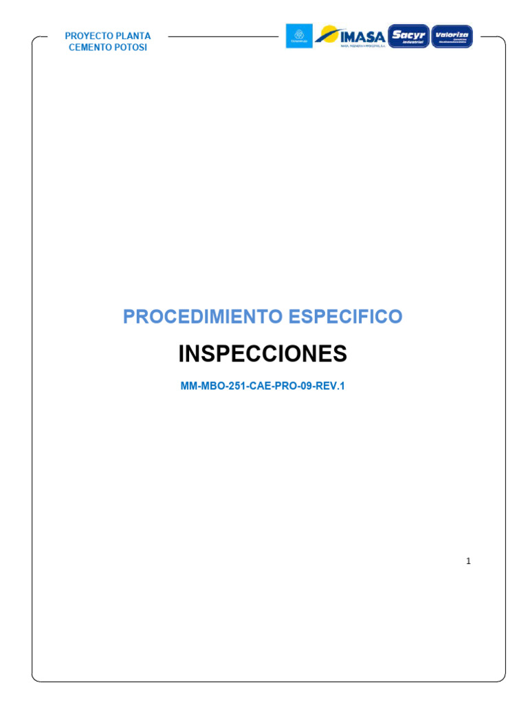 MM-MBO-251-CAE-PRO-09-REV.0 Procedimiento de Inspecciones | PDF ...