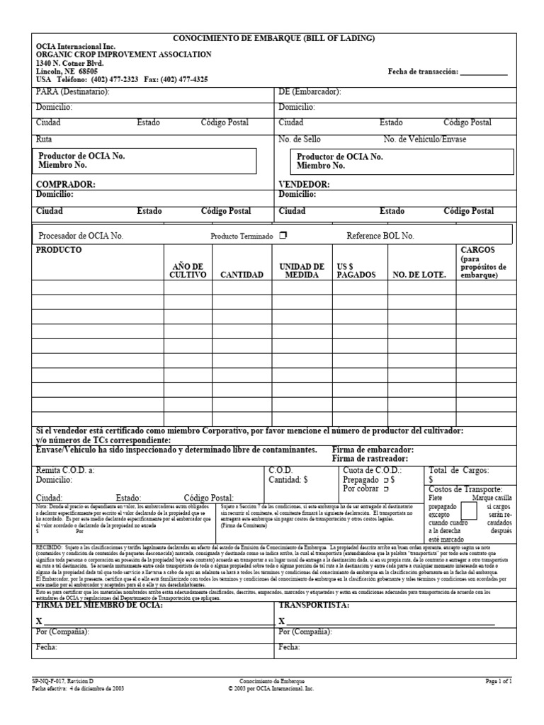 Conocimiento de Embarque (Bill of Lading) | PDF | Propiedad | Economias
