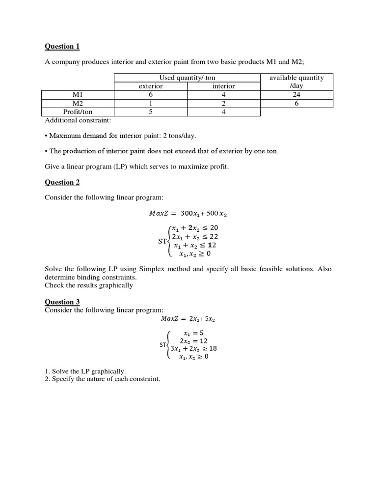 Serie de Revision | PDF | Linear Programming | Algorithms And Data ... Serie de Revision | PDF | Linear Programming | Algorithms And Data ...