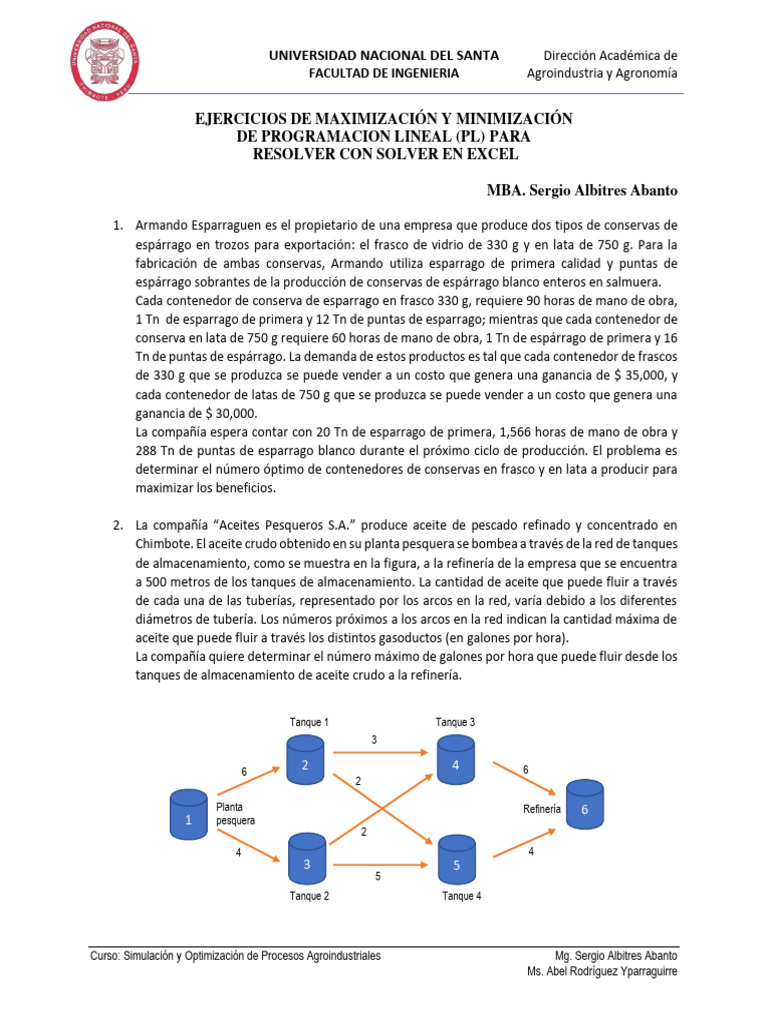 SyOPA Sem 00 Ejercicios Propuestos Programacion Lineal | PDF