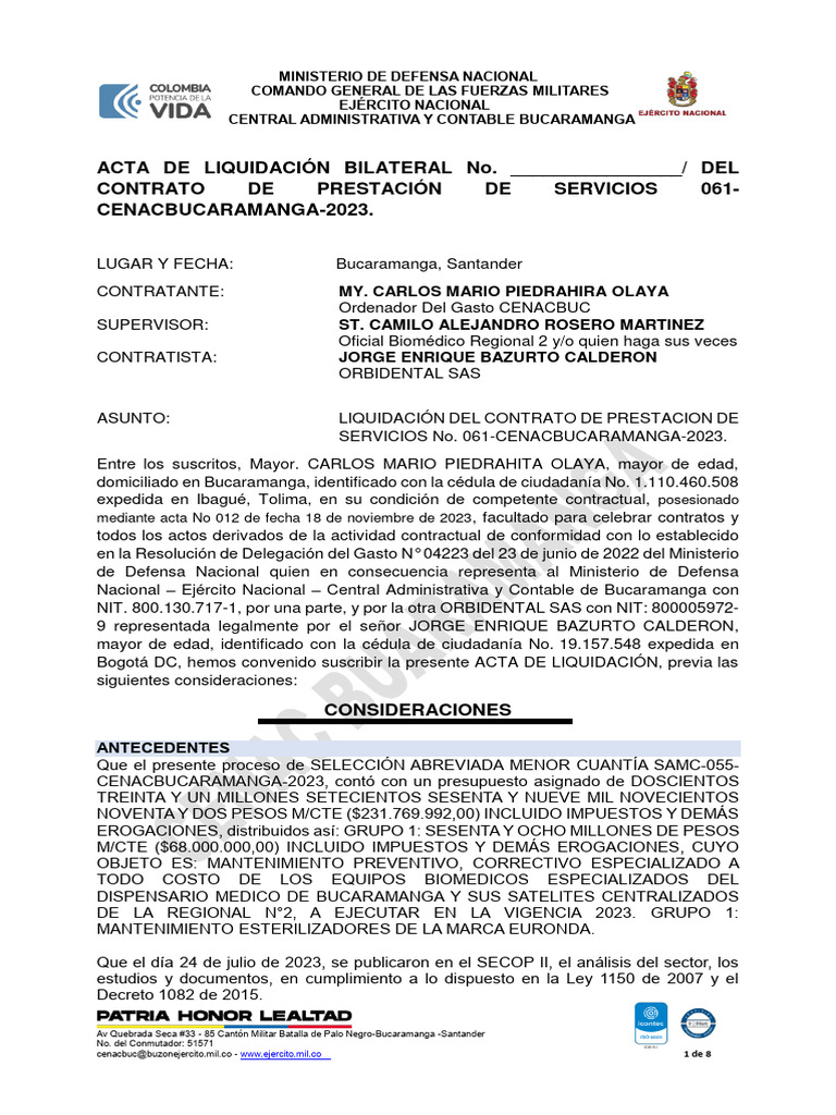 2da Revisión 07-05 - ACTA DE LIQUIDACION CT061 | PDF | Póliza de seguros | Seguro