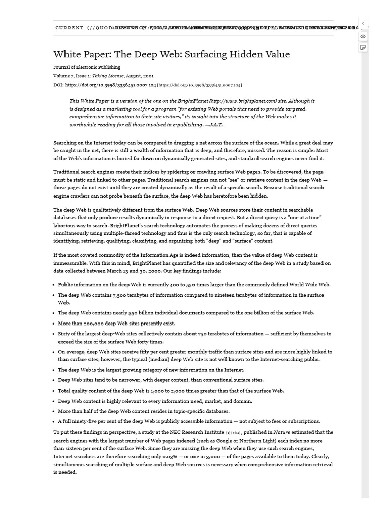 White Paper - The Deep Web - Surfacing Hidden Value | Download Free PDF ... White Paper - The Deep Web - Surfacing Hidden Value | Download Free PDF ...