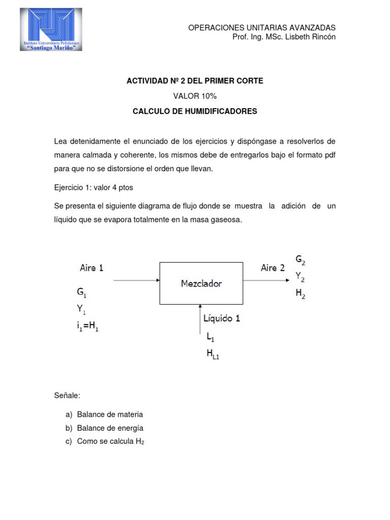 Actividad #2 Ejercicios Calculo de Humidificadores PDF | PDF
